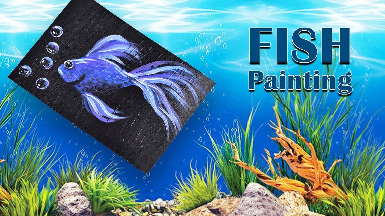 How to Paint a Blue Fish in Acrylics | Acrylic Painting | Fish Painting ...
