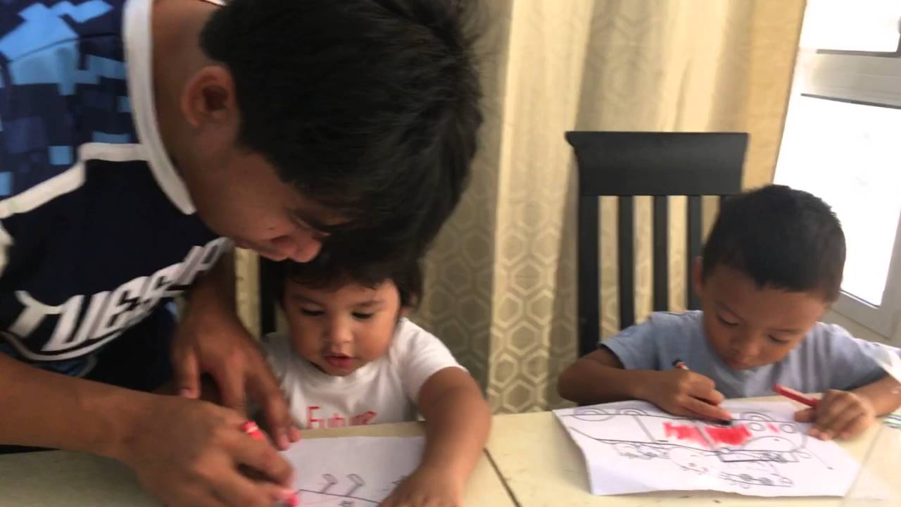 aiden n achilles writing n coloring 8 - YouTube