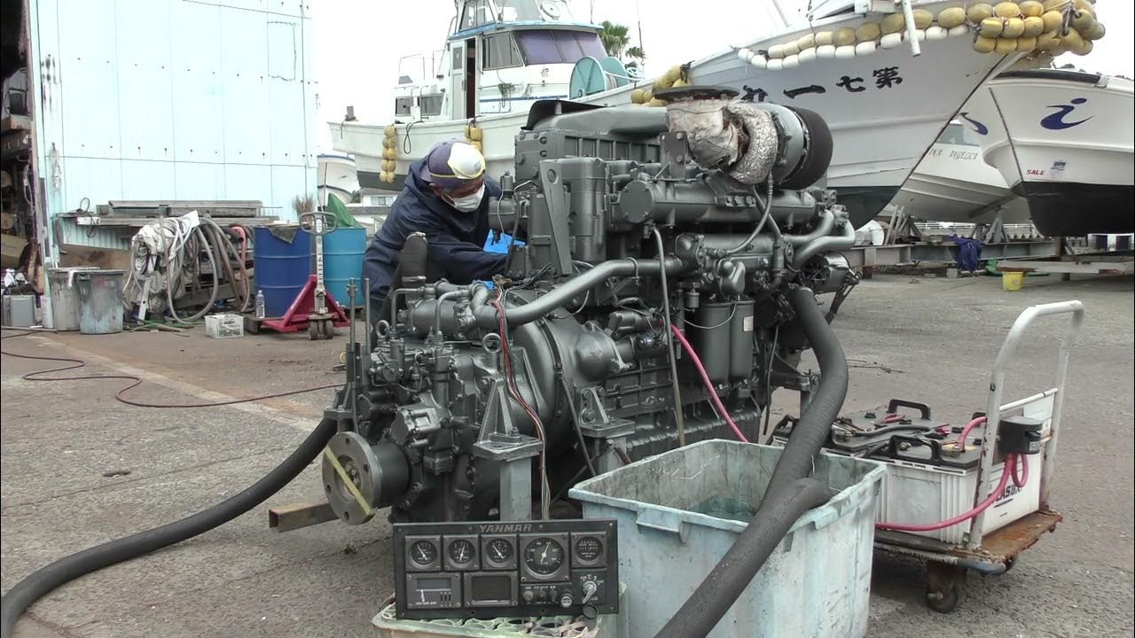 No.4105 YANMAR 6KH-ST 500PS(3.03) 【Used Marine Diesel Engine Amakusa Marina】 - YouTube