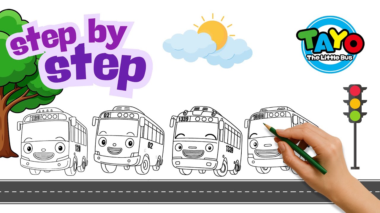How to Draw All the Main Characters from Tayo the Little Bus Step by ...