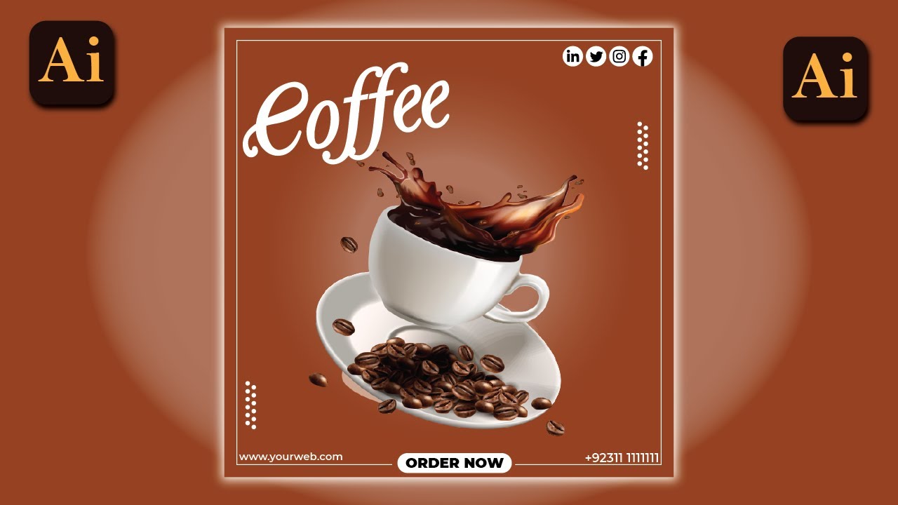 How to make Coffee poster design in illustrator(coffee shop) - YouTube