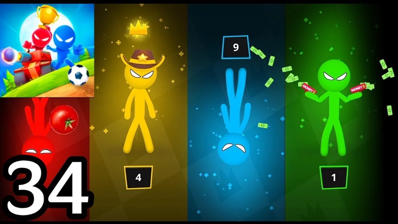 Thrilling Battles in Stickman Party - 1234 Player - Android Gameplay ...