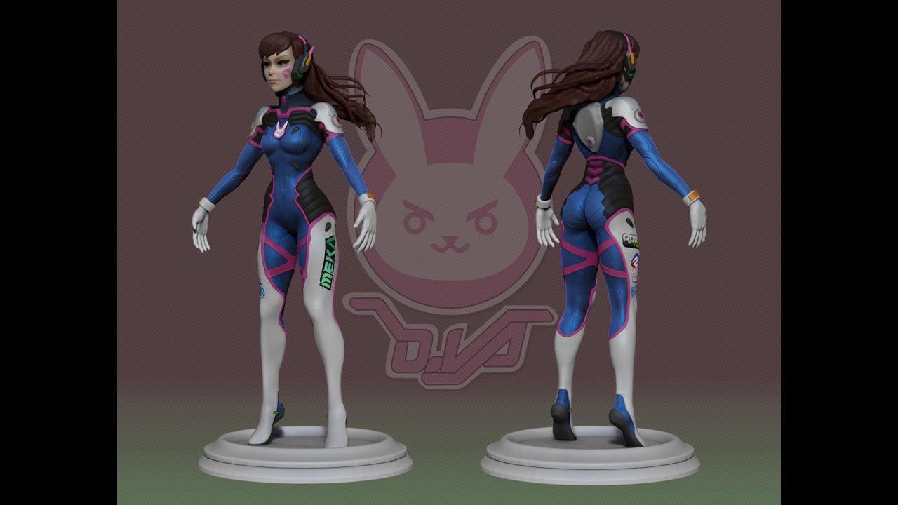 D.VA Overwatch Fan Art Zbrush Turntable - YouTube