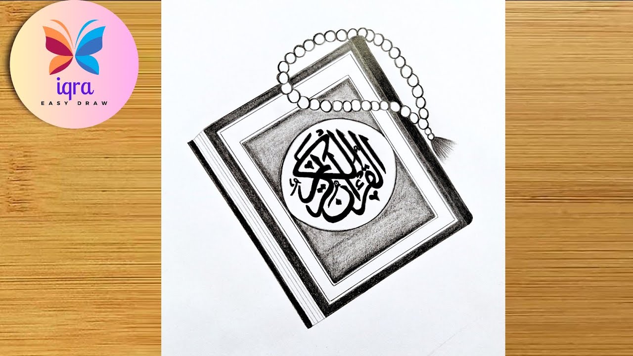 How to Draw A Beautiful Quraan With Tasbeeh Easy Step-by-Step/The Holy ...