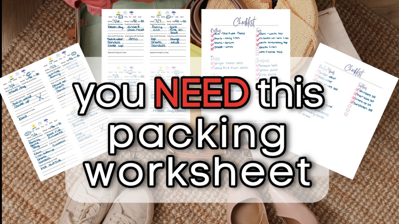 how to know what clothes to pack | packing planner worksheet - YouTube