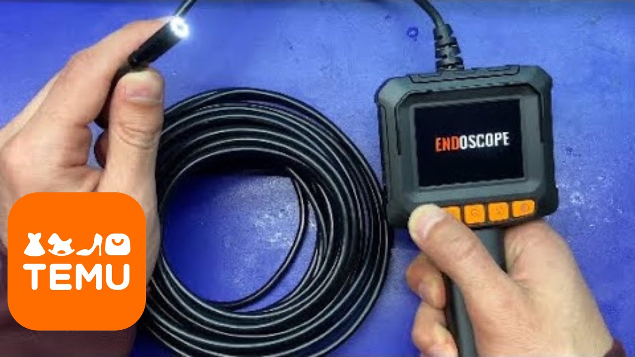 Temu industrial Endoscope camera with 10m flexible tube - unboxing and ...