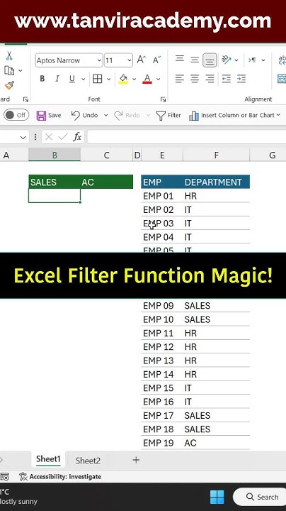 Excel filter function magic #exceltips #exceltricks #excelbangla - YouTube