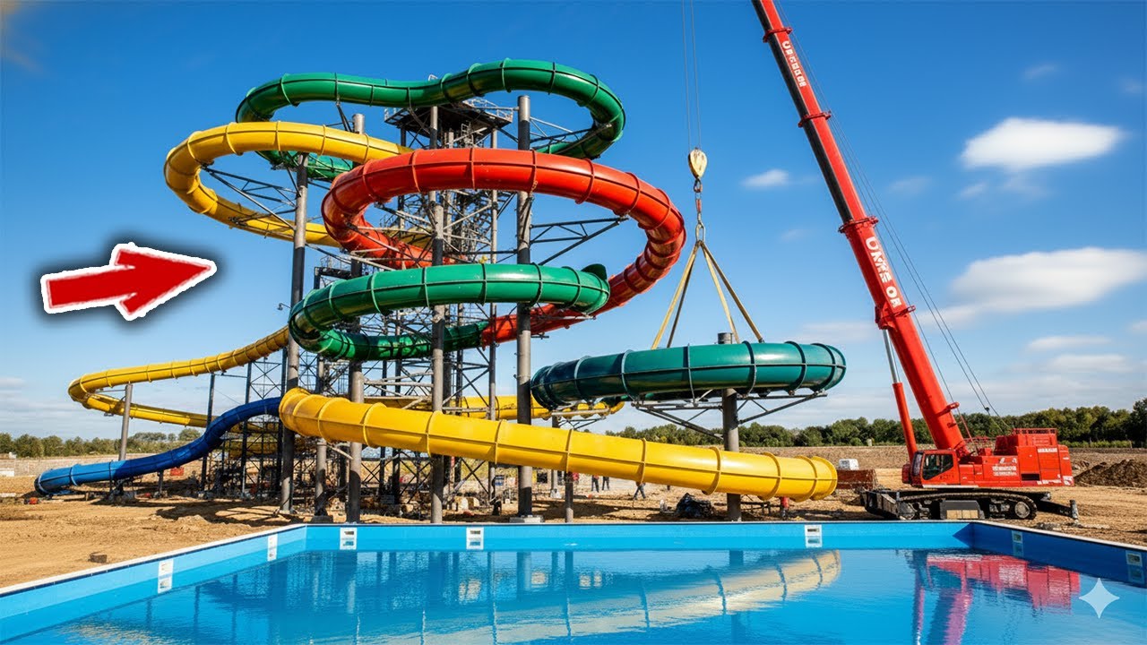 Cranes, Excavators, Rollers, Dump Trucks – Building a Giant Water Park ...
