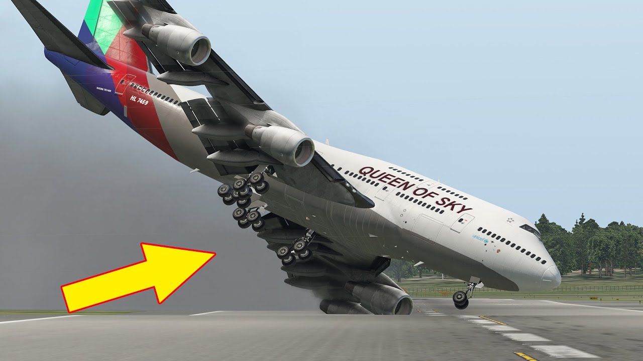 Pilot Give Up After Strong Wind Blow Boeing 747 Away - YouTube