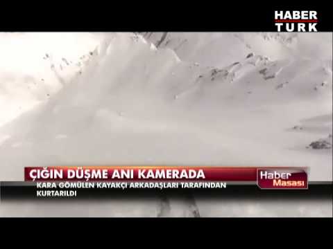 Çığın düşme anı saniye saniye kamerada