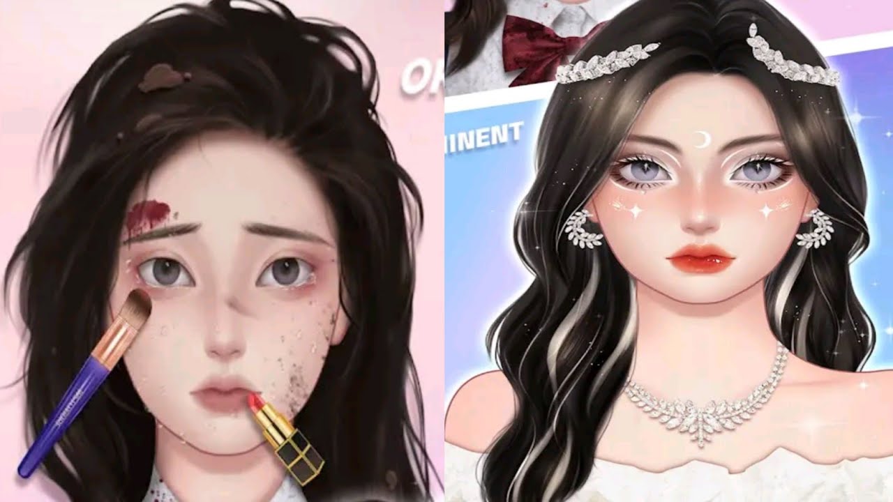 Makeup animation // homeless to princess transformation // asmr stop ...