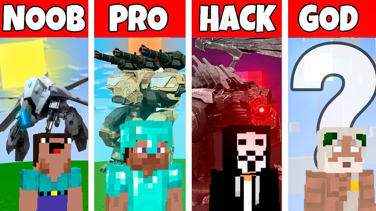 Minecraft Battle: NOOB vs PRO vs HACKER vs GOD! BUILDING ROBOT ...