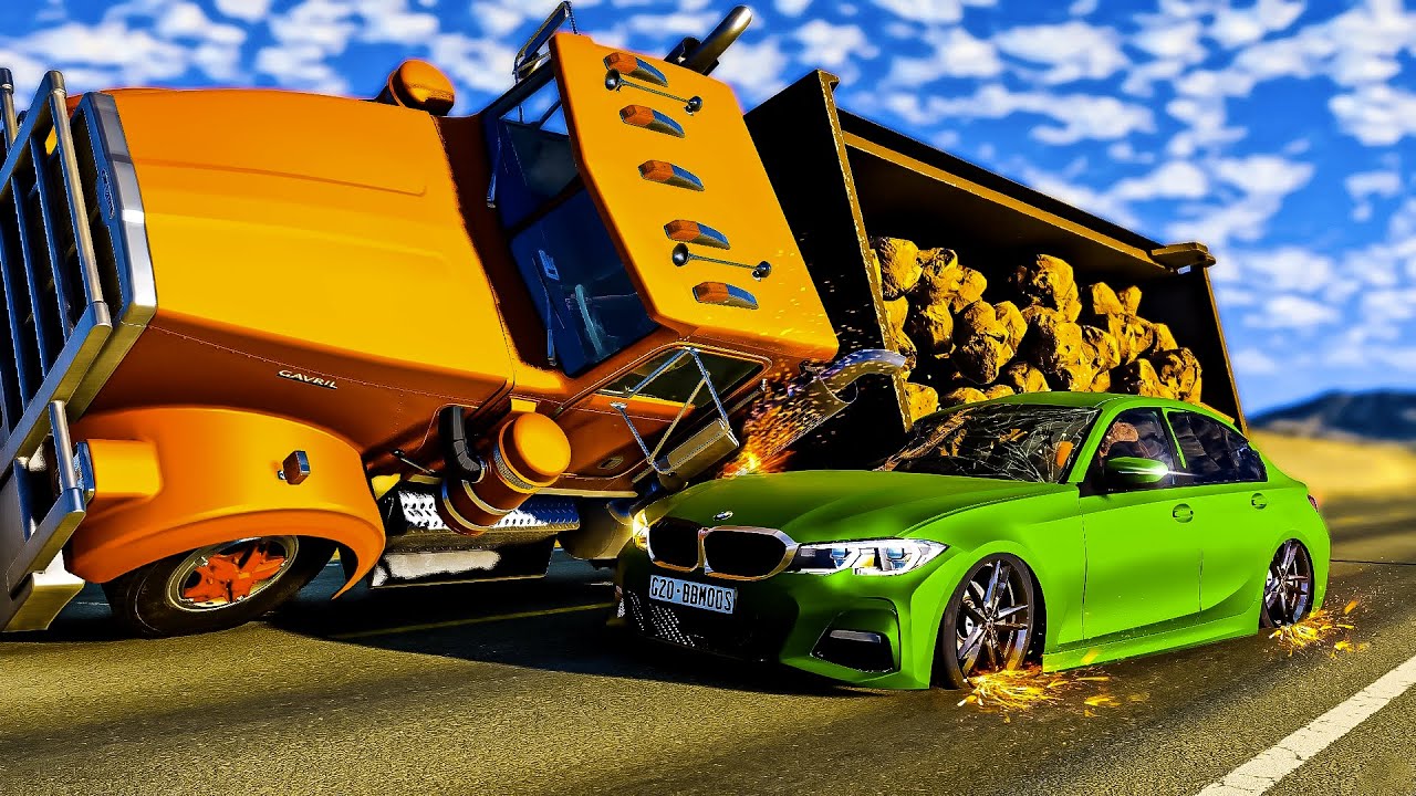 BeamNG Drive - Dangerous car and truck crashes #4 - YouTube