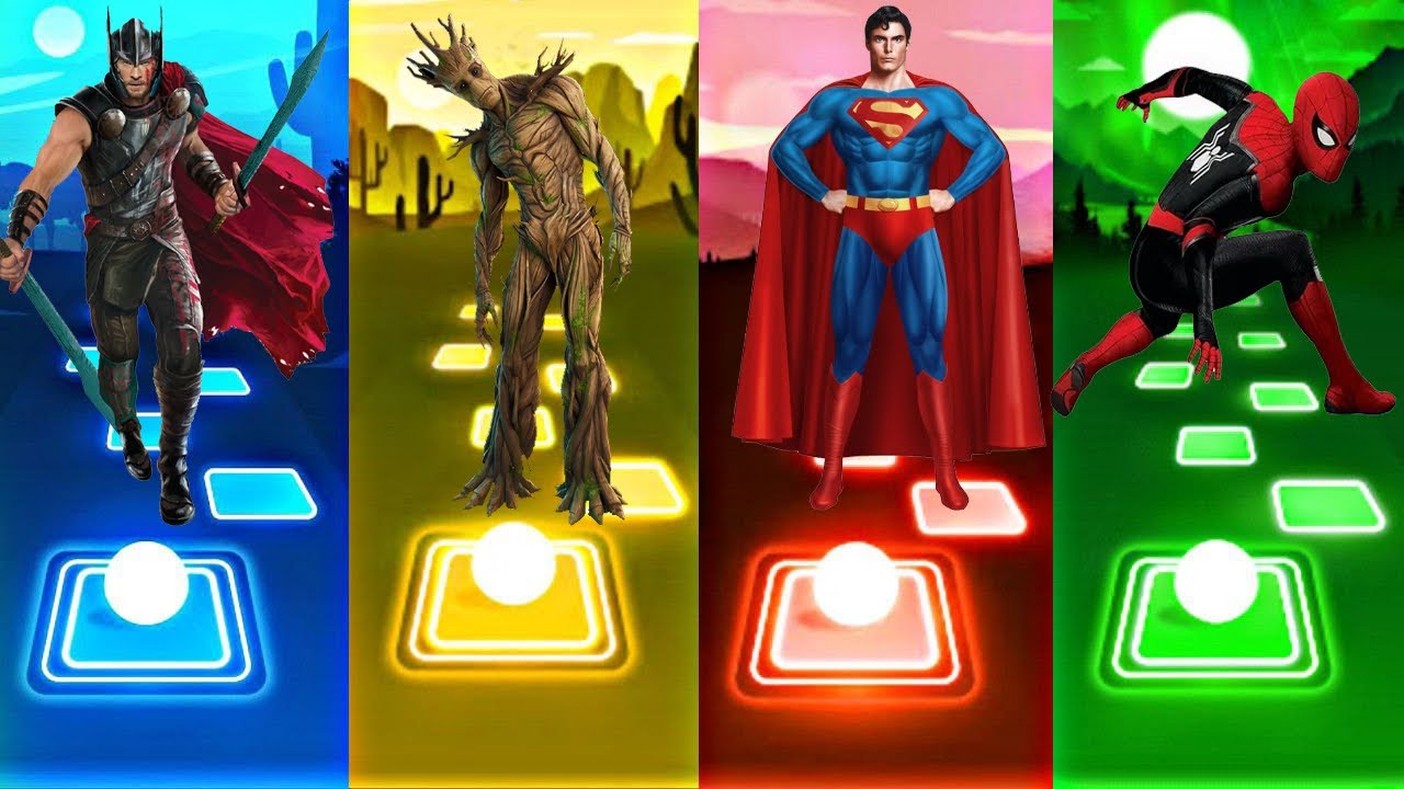 Telis Hop EDM Rush - Thor vs Groot vs Superman vs Spider-Man - YouTube