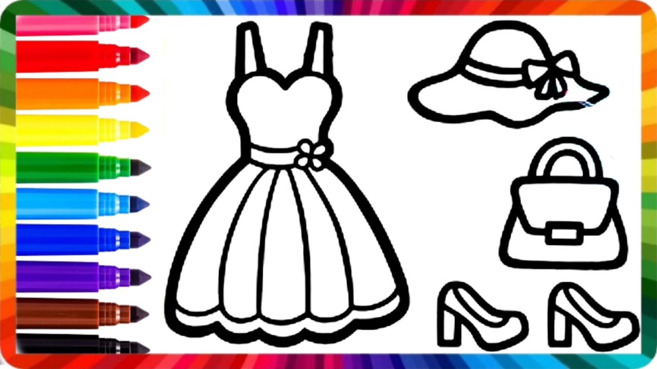 How to draw Dress ,Handbags,Hat and shoes for kids |step by step ...
