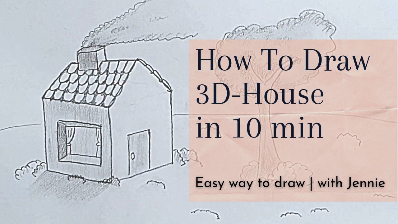 How to draw a 3D house in 10 min step by step | Drawing Tutorial | home ...