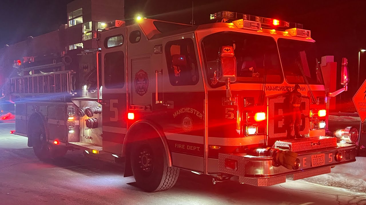 Manchester, NH Fire Department Engine 5 Responding - YouTube