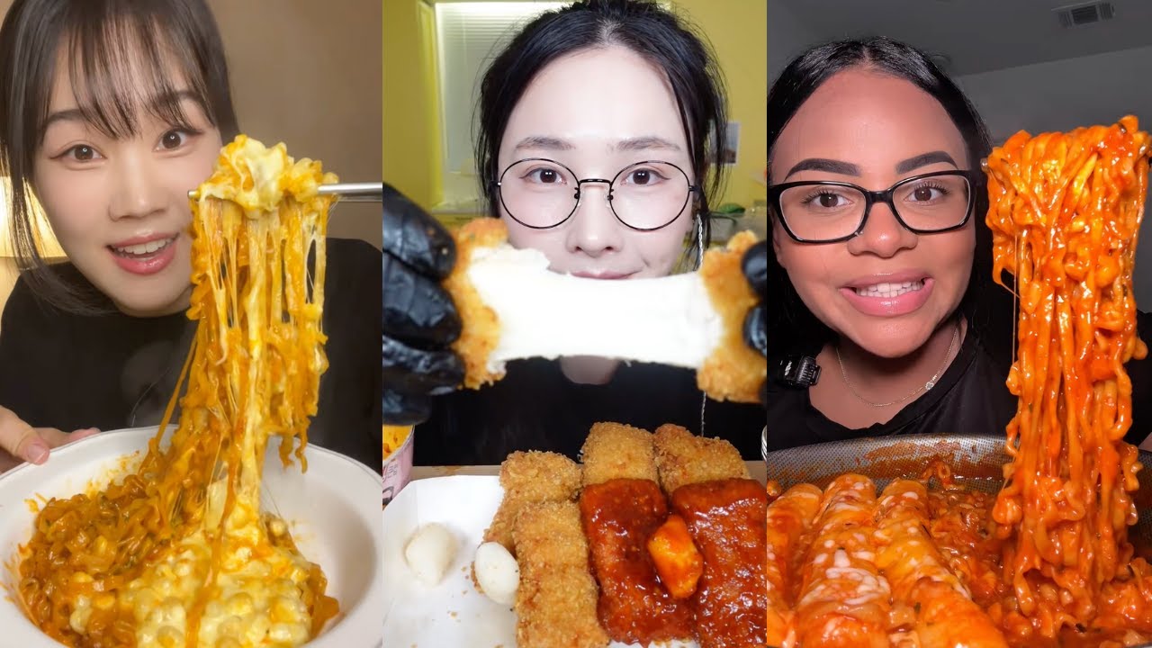 THE BEST CHEESY TIKTOK MUK BANG |BULDAK, BIRRIA, CHILIS, KOREAN FOOD ...