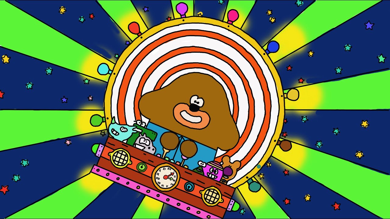Hey duggee the history badge - riding the time machine coloring story ...