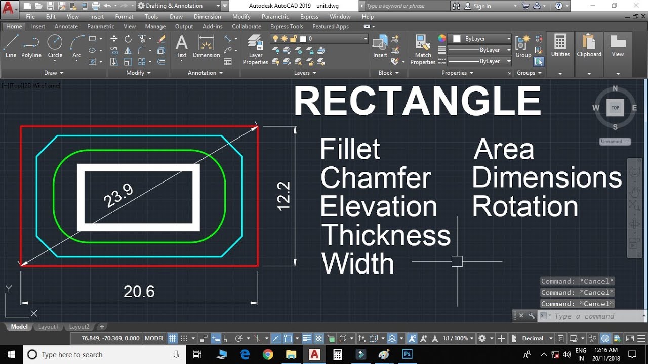 AutoCAD Rectangle Command All Options With Master Tricks In Hindi autocad-rectangle-command-all-options-with-master-tricks-in-hindi