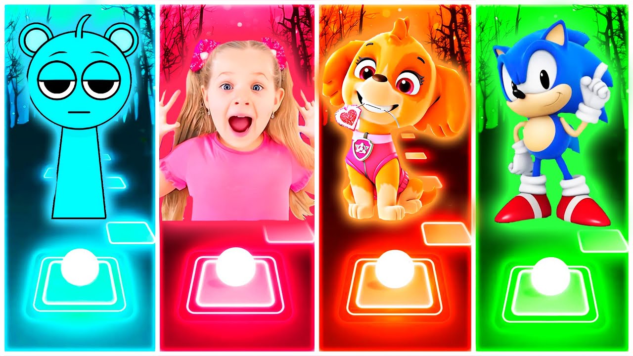 Sprunki Incredibox🆚Diana🆚Sky🆚Super Sonic - || Tiles Hop EDM Rush - YouTube