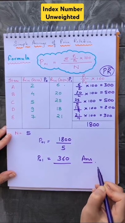 Index Number | Simple Average of Price Relative Numerical | Statistics #economics #statistics # ...