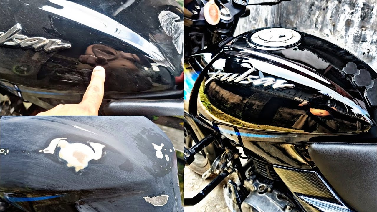 How to repair a small dent on a bike fuel tank without removing the ...