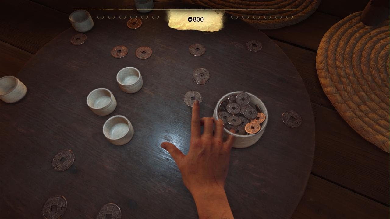 Playing Zeni Hajiki a traditional Japanese game in Ghost of Yōtei ...