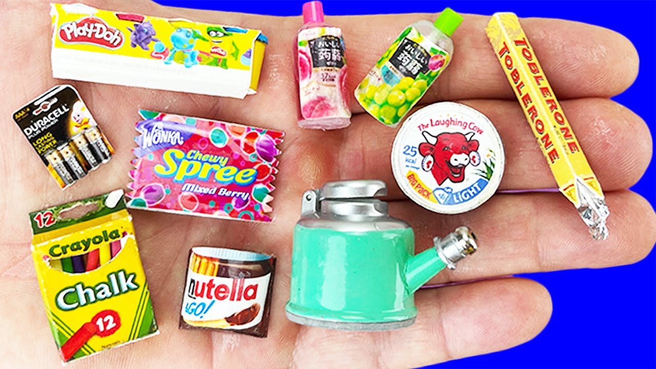 Diy Miniature How to make Play Doh Clay Crayola Chalk Nutella Toblerone ...