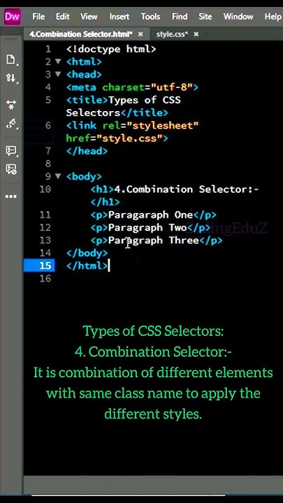 Types Of Css Selectors Combinator Selector Combination Selector Css Coding Css Css3