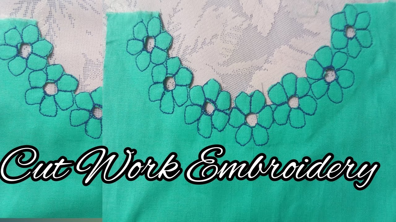 Cut Work neck design cutting and stitching/cut Work Embroidery ...
