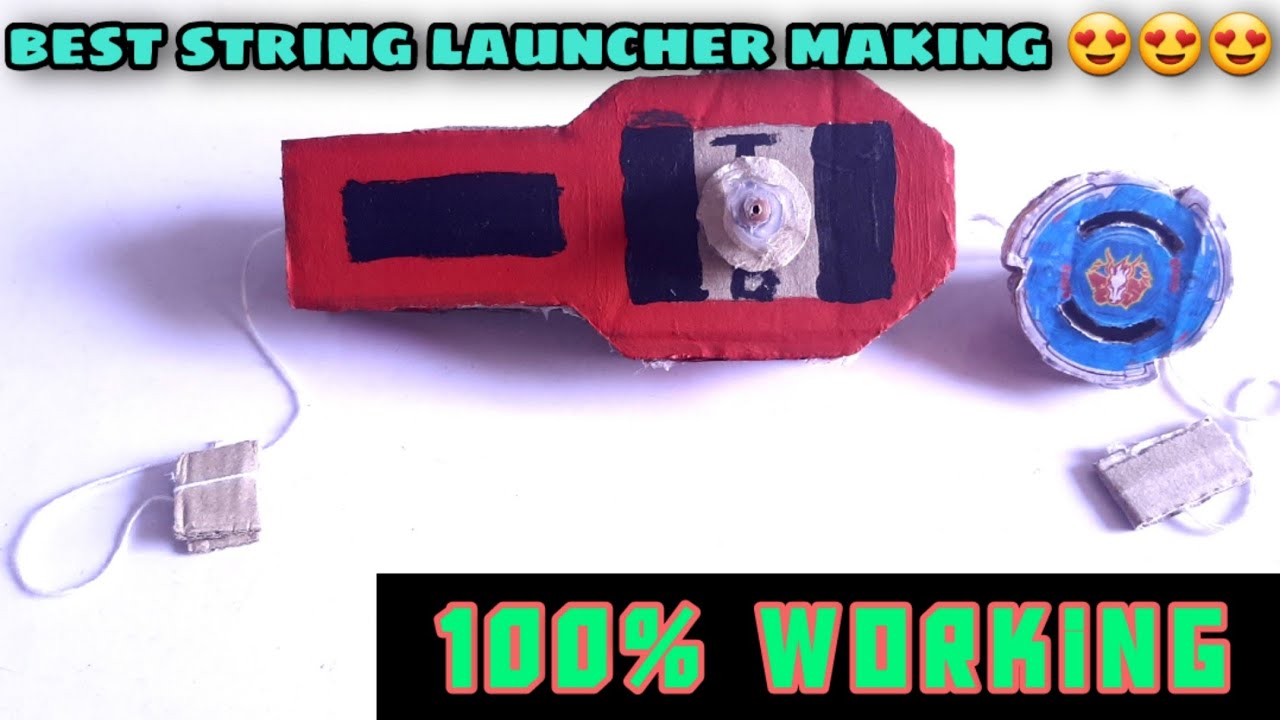 How to make real string beyblade launcher with cardboard | duel side ...