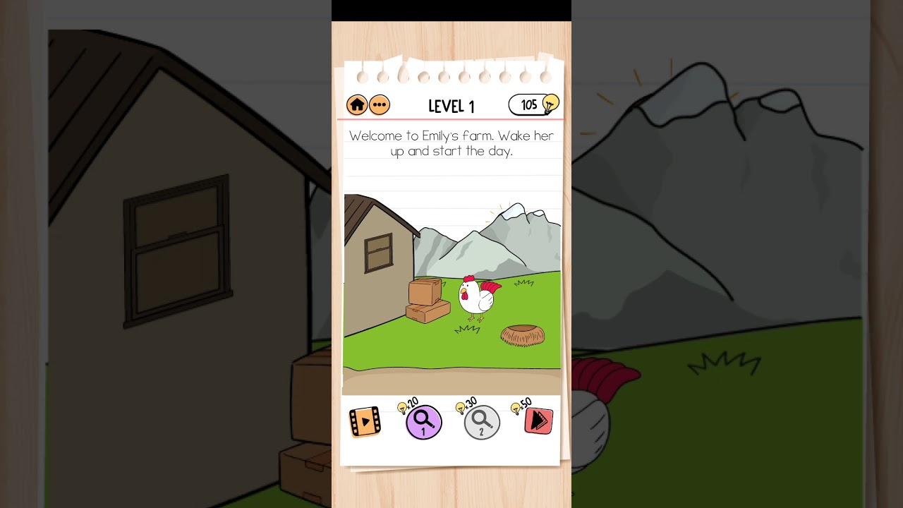 Brain test 2 Emily's farm level 1 Welcome to Emily's farm wake her up ...