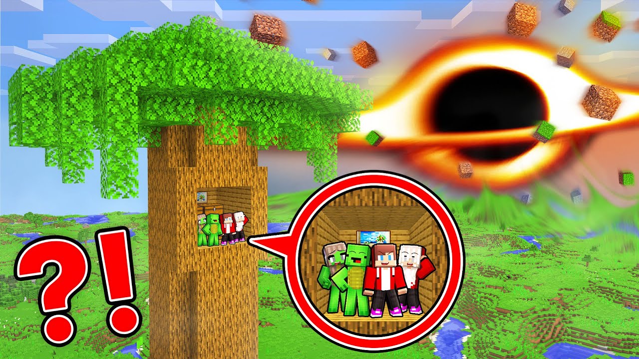 BLACK HOLE vs. Mikey Family & JJ Family TREE Bunker - Minecraft (Maizen ...