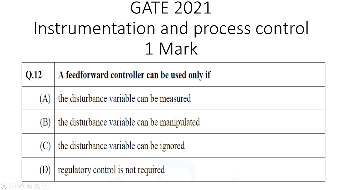 GATE 2021 Instrumentation and process control |Chemical engineering | # ...