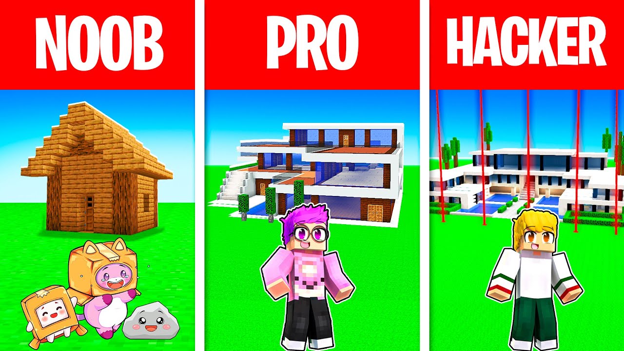 Minecraft NOOB vs PRO vs HACKER LANKYBOX HOUSE BUILD CHALLENGE in ...