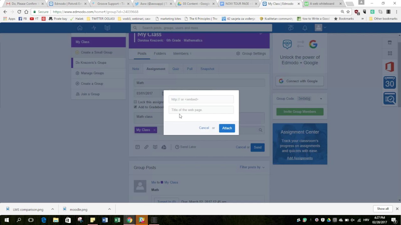 How to embed AWW whiteboard into Edmodo assignment - YouTube