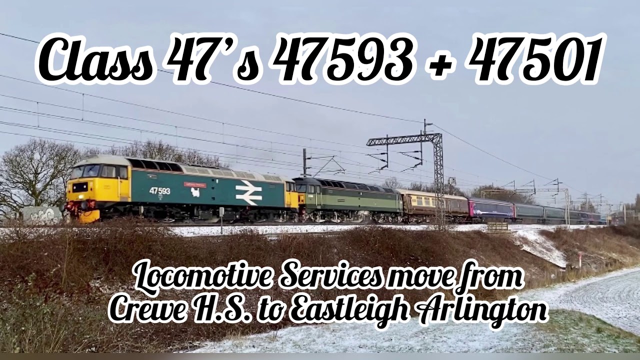 Class 47’s 47593 + 47501 heading a Locomotive Services move from Crewe ...