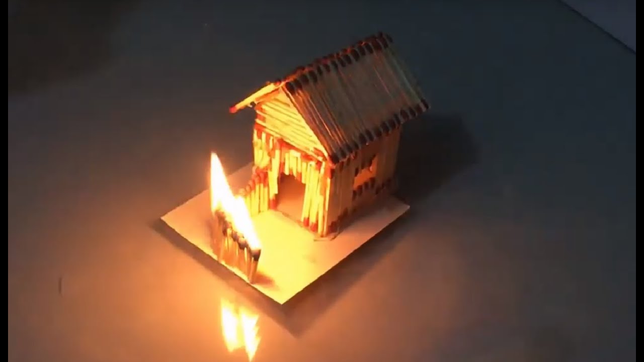 How to Make Matchstick House | Matchstick House Fire - YouTube