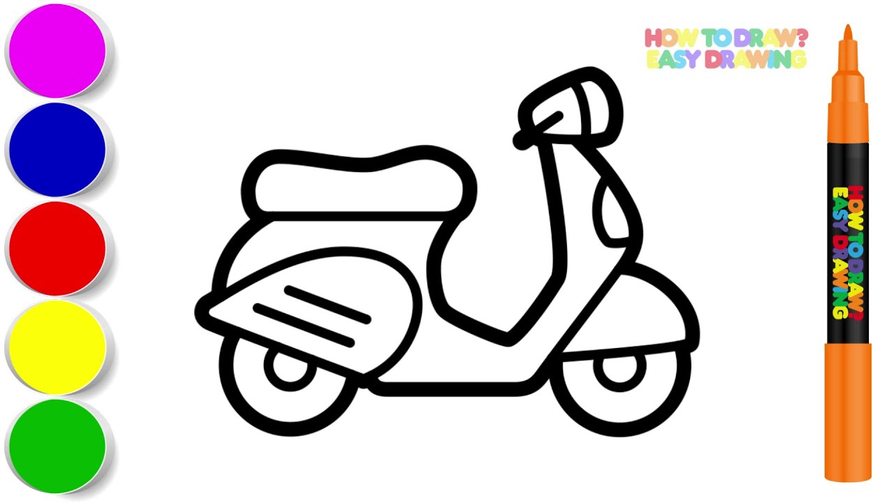 Easy Drawing Tutorial: Learn How to Draw a Scooter for Kids | How to ...