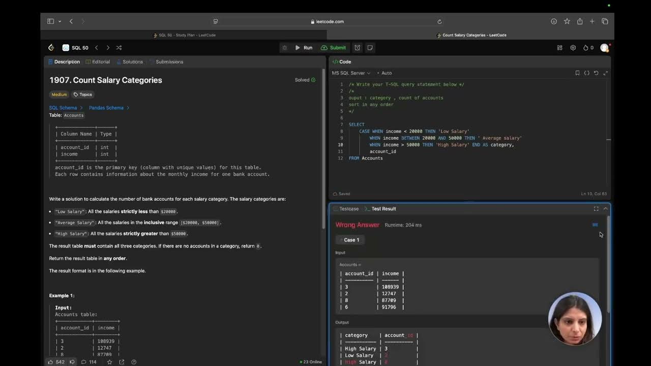 1907. Count Salary Categories | Leetcode | SQL - YouTube