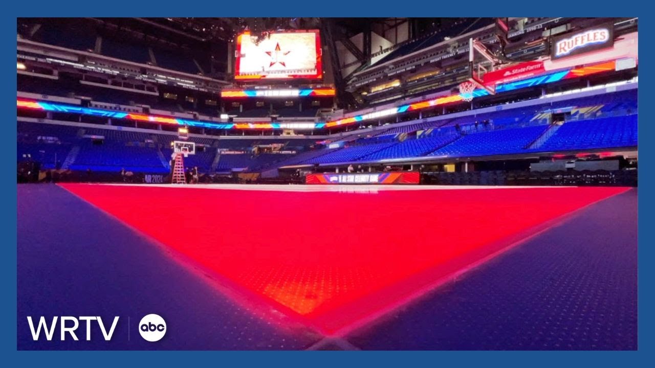 NBA debuts LED court in Indy - YouTube