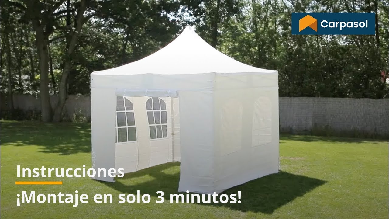 ¡Montaje en solo 3 minutos! Carpa plegable 3x3 - Instrucciones ...