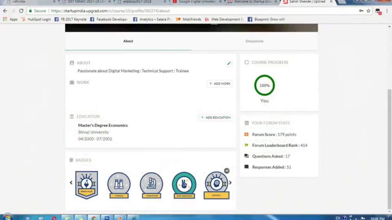 Startup India Learning Program Completion - YouTube