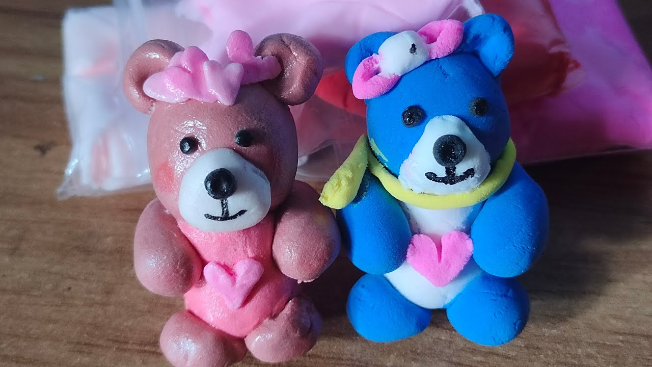 Handmade clay Teddy bear 🧸|Simple and easy clay teddy bear 🧸|DIY| Super ...