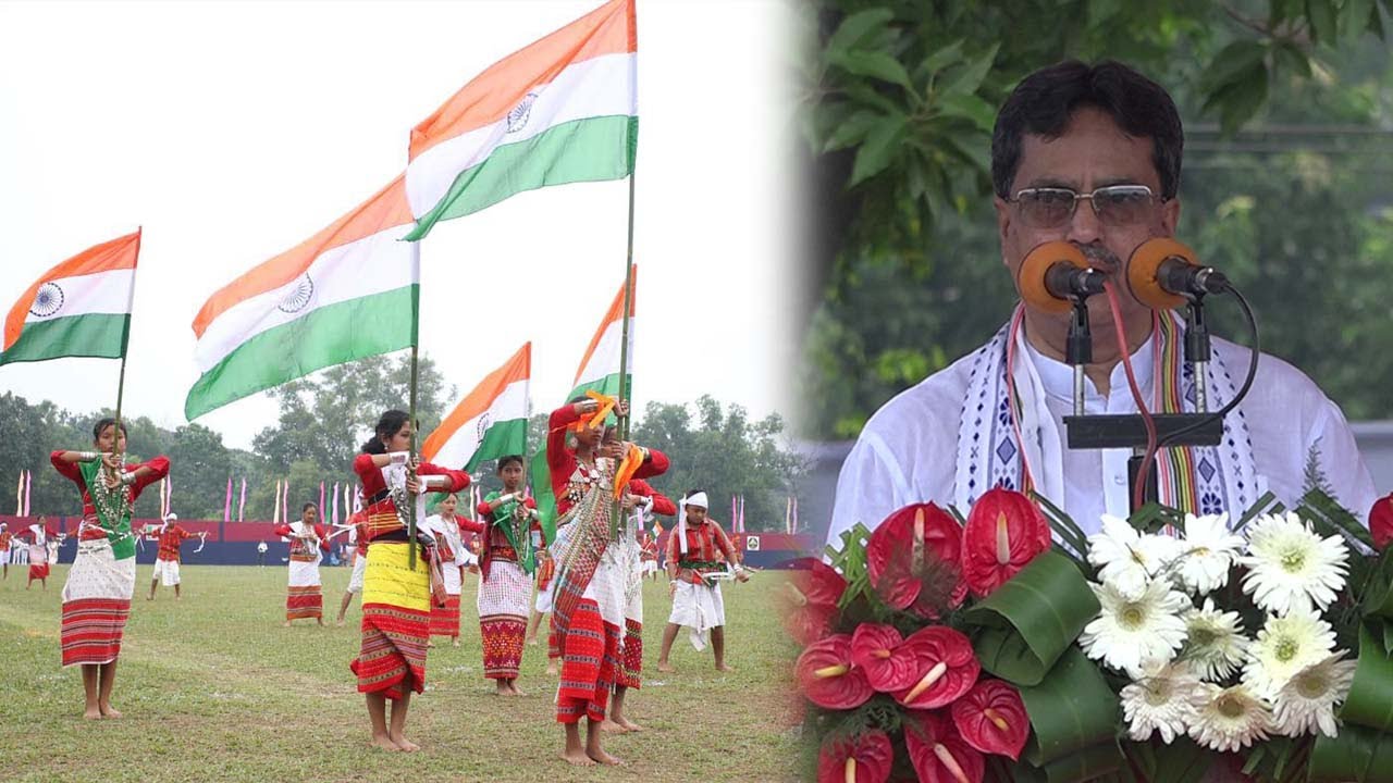 CM Dr Manik Saha hoists the national flag at Assam Rifles ground on the ...