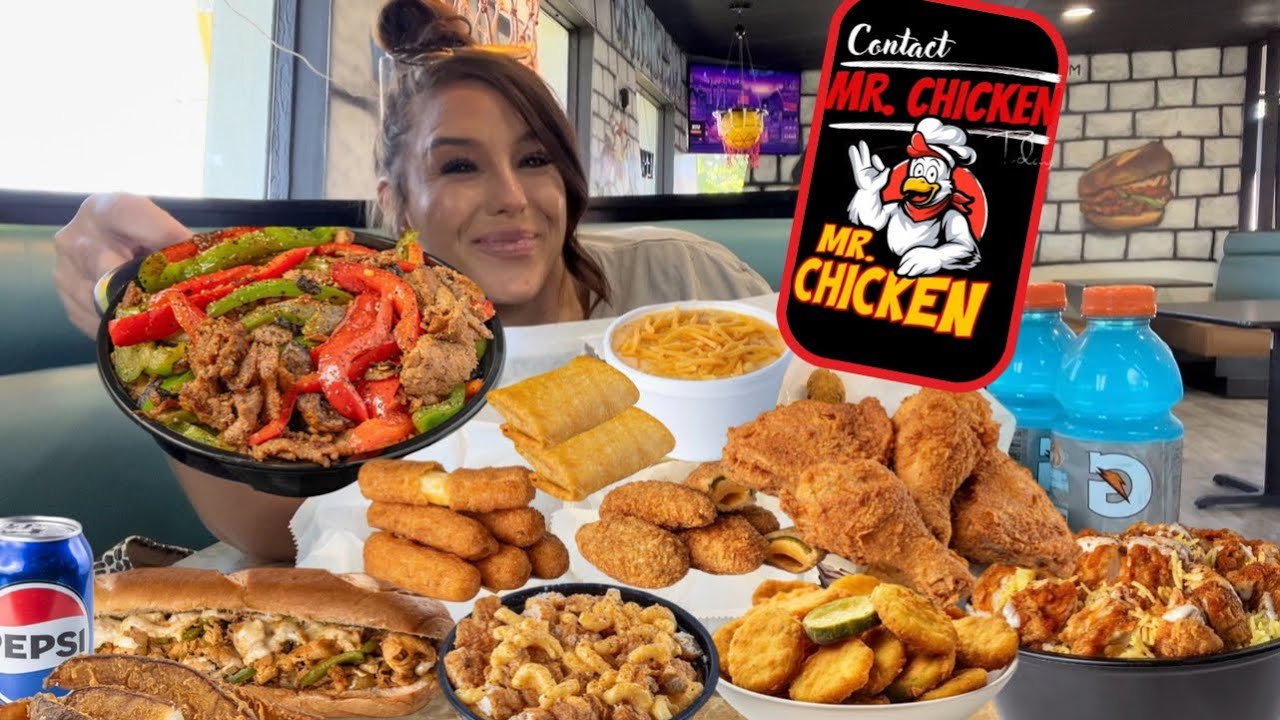 Trying Almost Everything On The Menu - Mr.Chicken 🐔🥒🍟 - YouTube