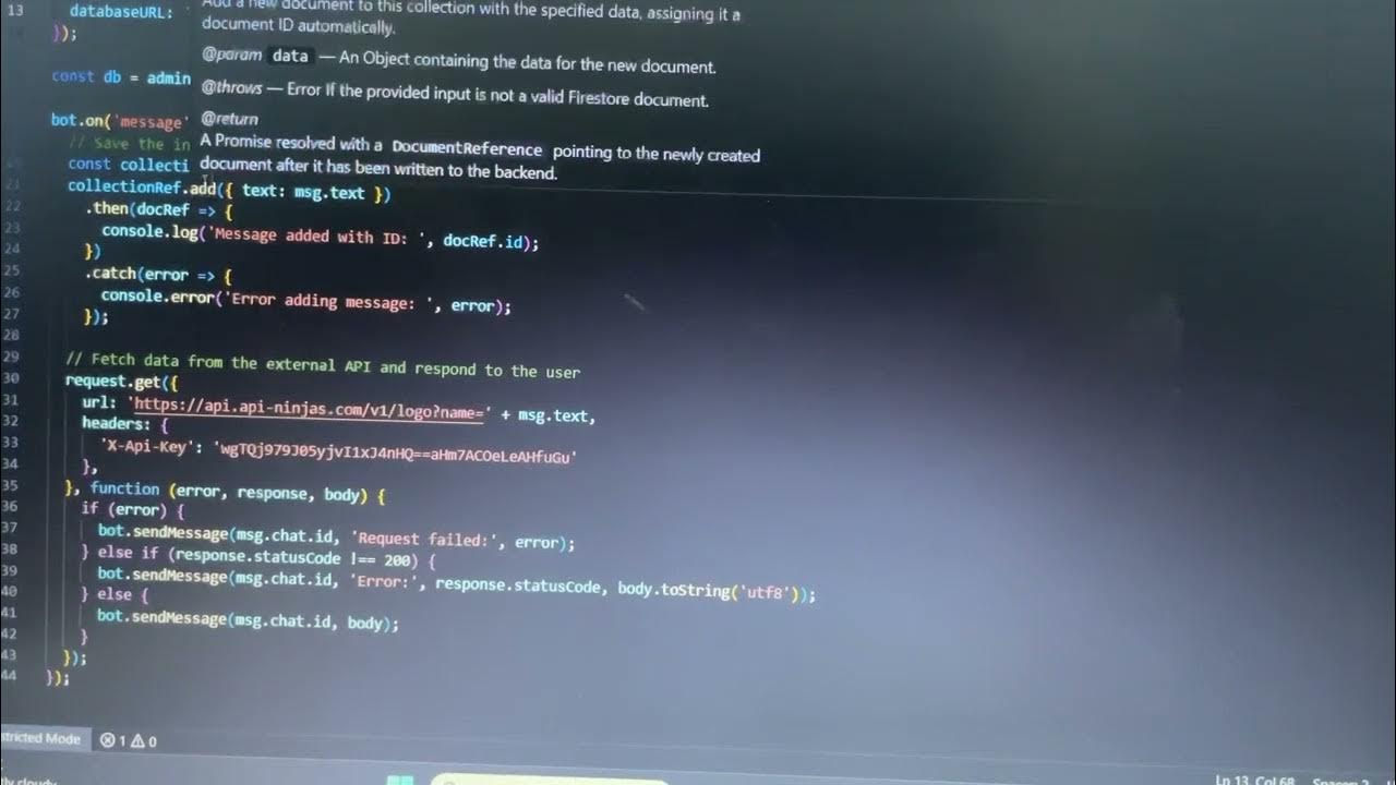 Building telegram Chatbot with firestore database - YouTube