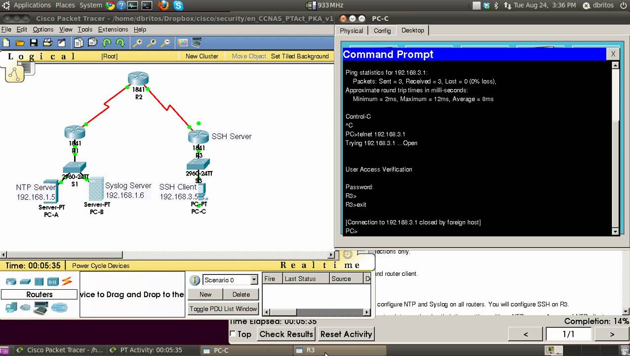 CCNA Security PT Activity Syslog, NTP y SSH - YouTube