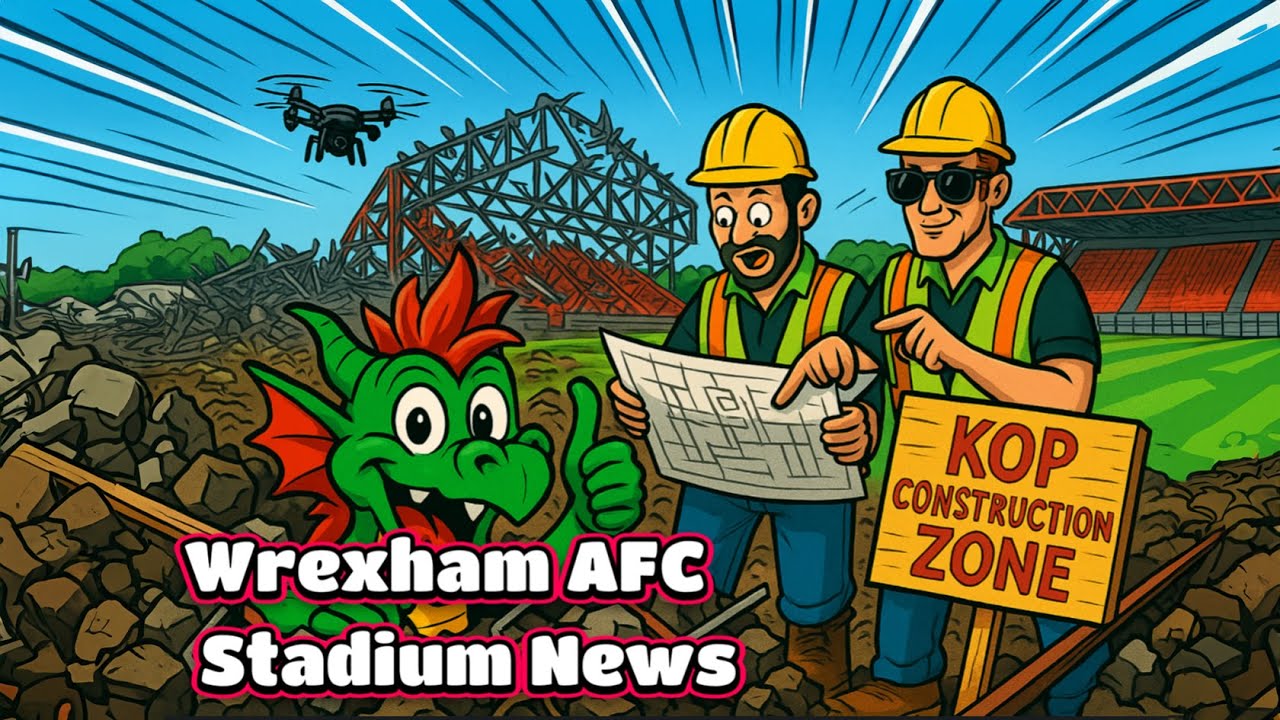 WREXHAM AFC STADIUM NEWS: TEMPORARY STAND COMES DOWN - YouTube